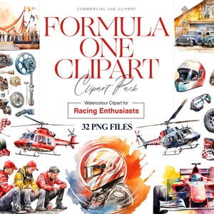 Watercolor Formula 1 Clipart, Racing, Modern F1 Car, Illustration ...