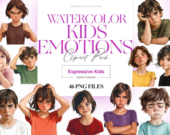 Kids Emotions PNG Clipart Set. Cartoon Little Girl With Different ...