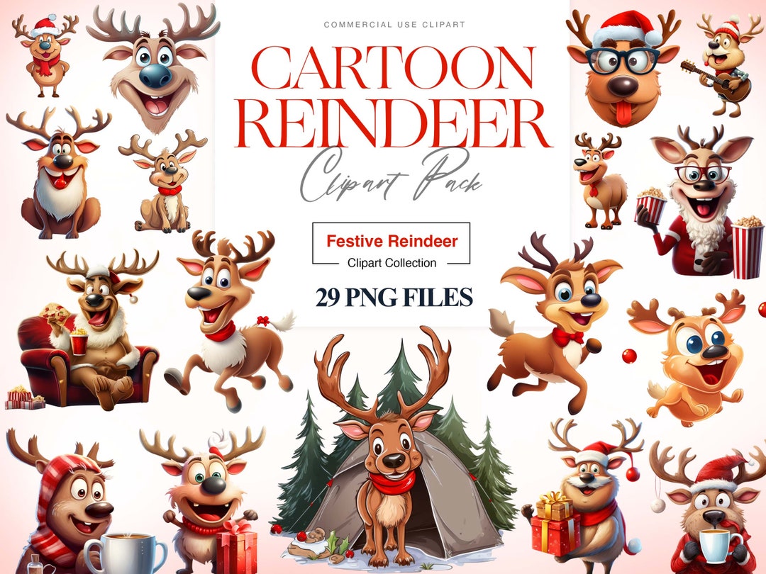 Cute Reindeer Clipart, Christmas Deer PNG, Watercolor Reindeer, Nursery ...