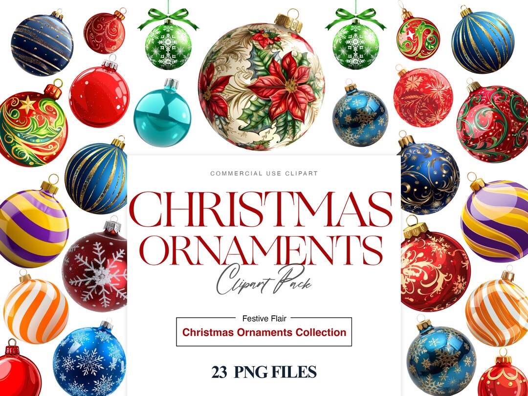 Christmas Bauble Clipart, Floral Bauble, Christmas Ornaments Clipart ...