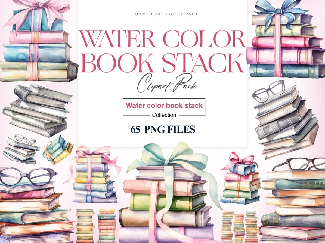 Stack of Books Clipart Watercolor Books PNG Cottage Core Clipart Floral ...