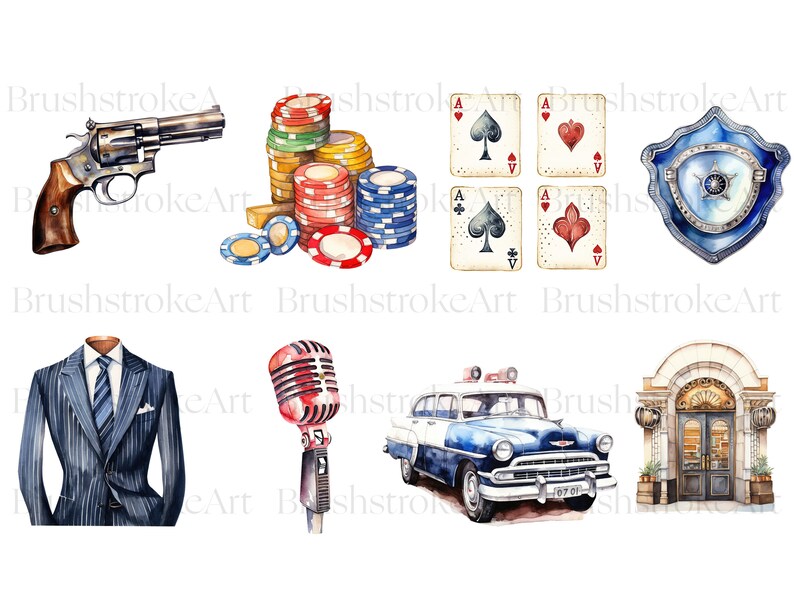 Watercolor Gangster Clipart, Mafia, Gang Clipart, Mob Boss, Gangster ...