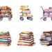 Watercolor Library Clipart, Library Books Clipart, Bookshelf, Library ...