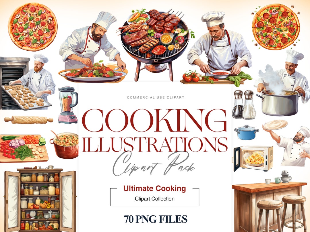 Cooking Illustration Clipart, Kitchen Utensil, Baking Clipart, Chef PNG ...