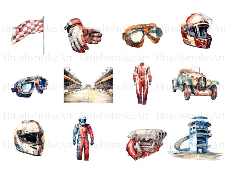 Vintage Racing Clipart, Racer, Racing Equipment's, Classic Car PNG, Red ...