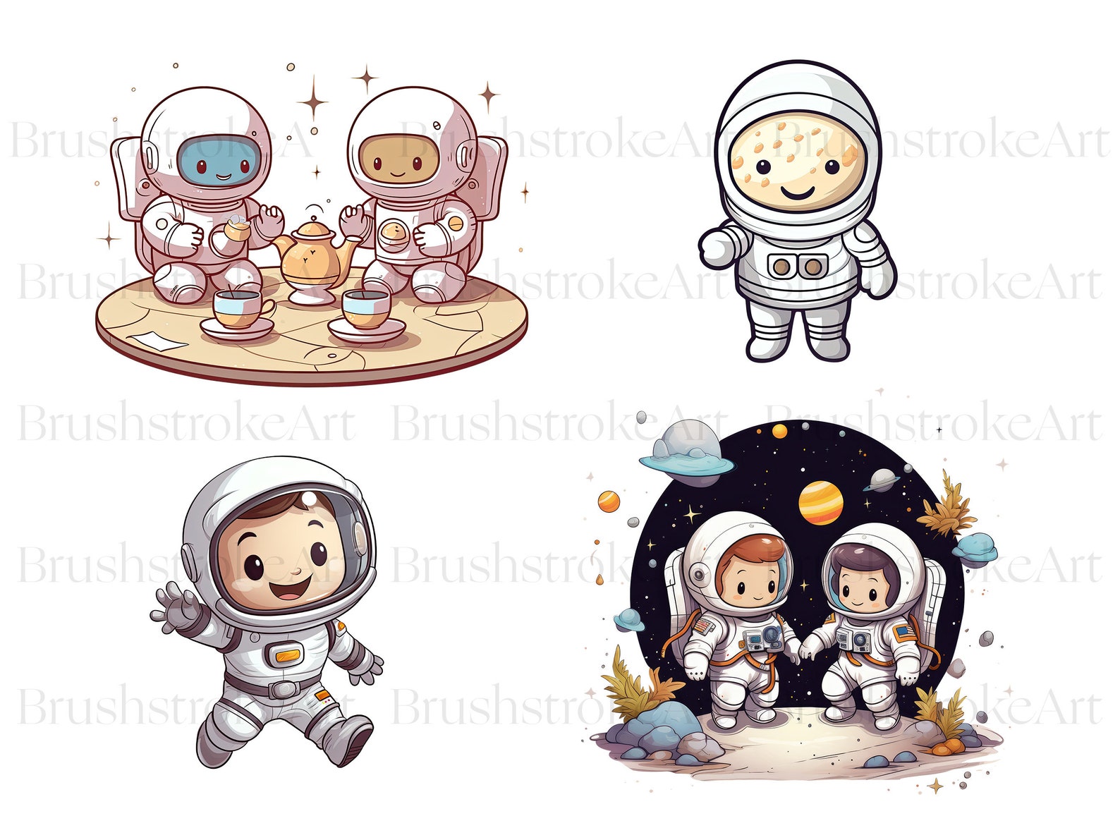 28 Cute Astronauts Clipart Pack, Boy Astronaut, Children's Party, Outer ...