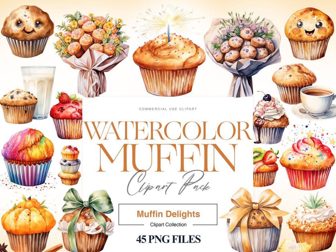 Watercolor Muffin Clipart, Blueberry Muffin PNG, Cake Clipart, American ...
