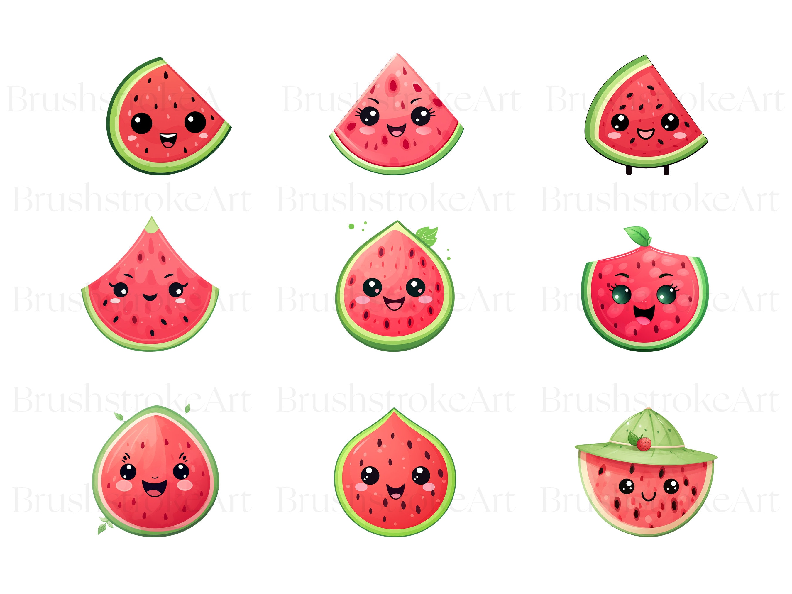 Kawaii Watermelon Clipart, Cute Watermelon, Summer Fruit Clipart ...
