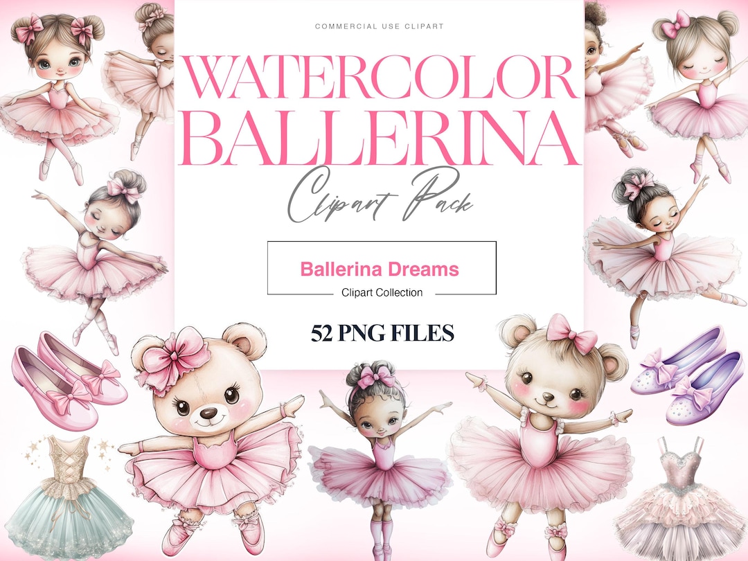 Watercolor Ballerina Clipart, Watercolor Ballet Clipart, Cute Ballerina ...