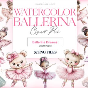 Watercolor Ballerina Clipart, Watercolor Ballet Clipart, Cute Ballerina ...