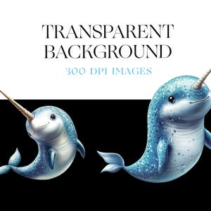 Narwhal Clipart, Ocean Creature, Baby Narwhal, Under the Sea, Narwhal ...