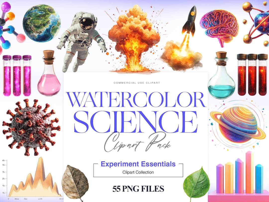 Watercolor Science Clipart, Microscope, DNA Strand, Lab Clipart ...