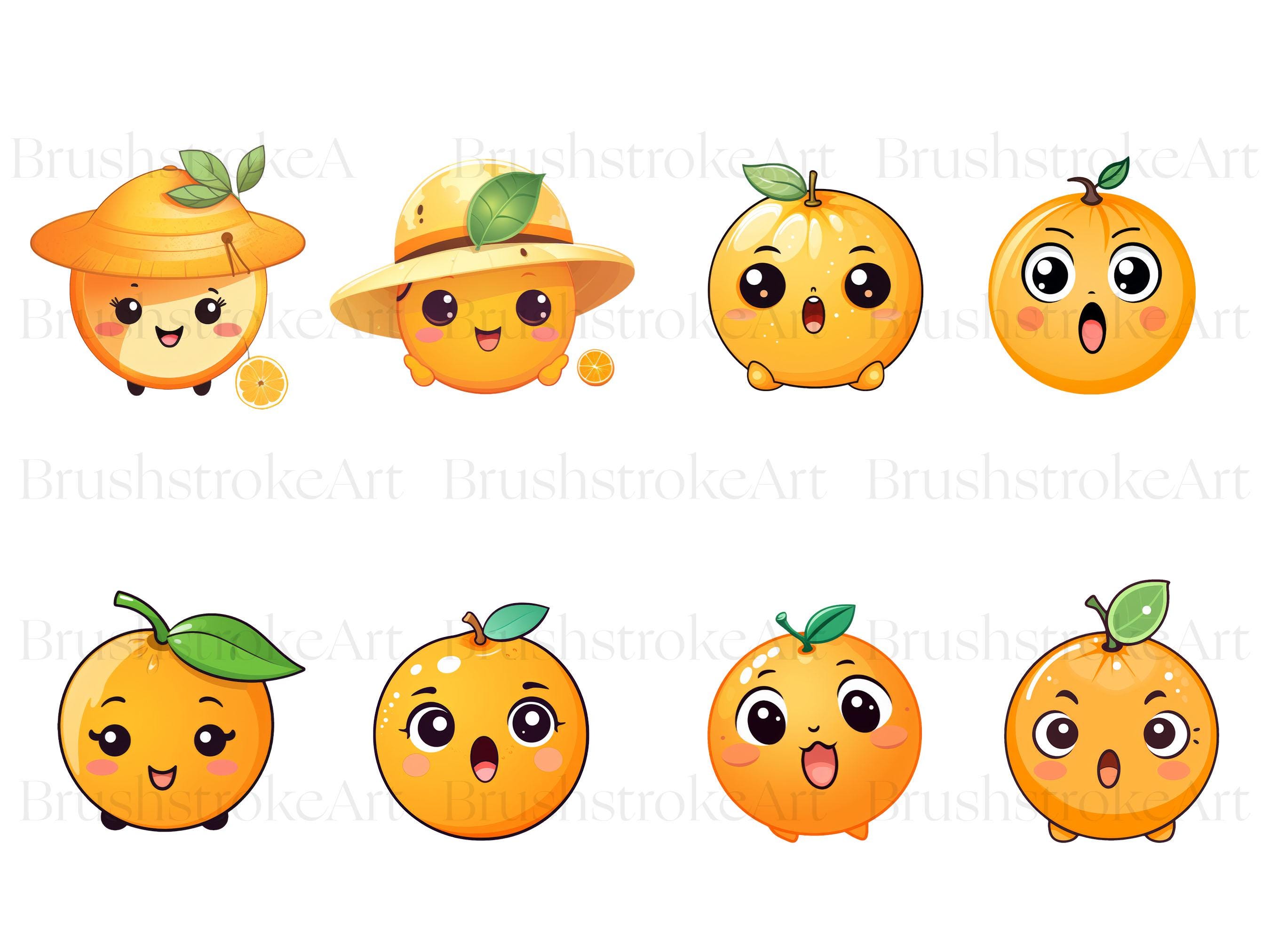 Cute Orange Clipart, Kawaii Fruit Oranges, Cutie Clipart, Summer Fruit ...