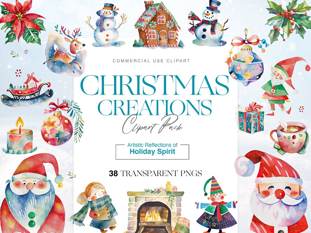 Watercolor Christmas Clipart, Cozy Christmas, Tree, Gingerbread House ...