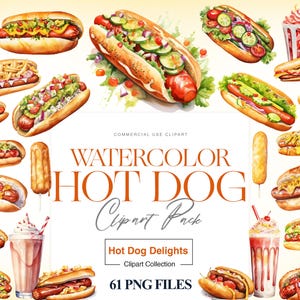 Watercolor Hotdog Clipart, Food, American Hotdog PNG, Fast Food, Corn ...