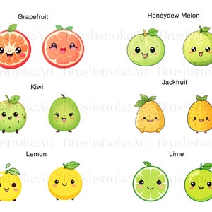 Cute Fruit Clipart, Happy Fruits, Pineapple Clipart, Red Apple, Smiling ...