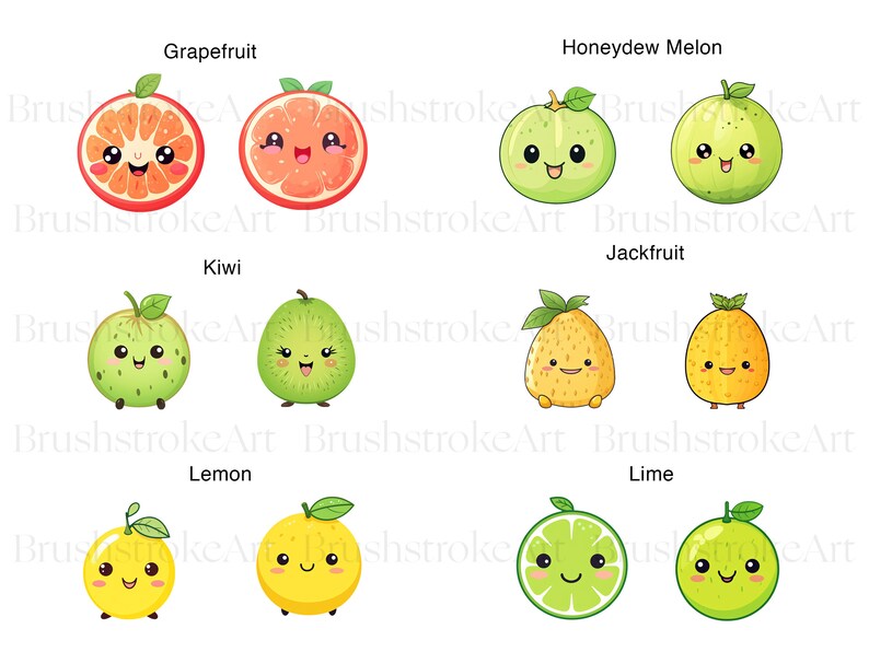 Cute Fruit Clipart, Happy Fruits, Pineapple Clipart, Red Apple, Smiling ...
