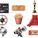 Watercolor Cinema Clipart, Theatre, Ticket, Popcorn, Camera PNG, Film ...