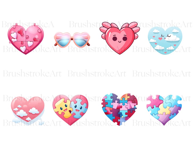 Kawaii Heart Clipart Rainbow Heart PNG Kawaii Hearts Valentine Clipart ...