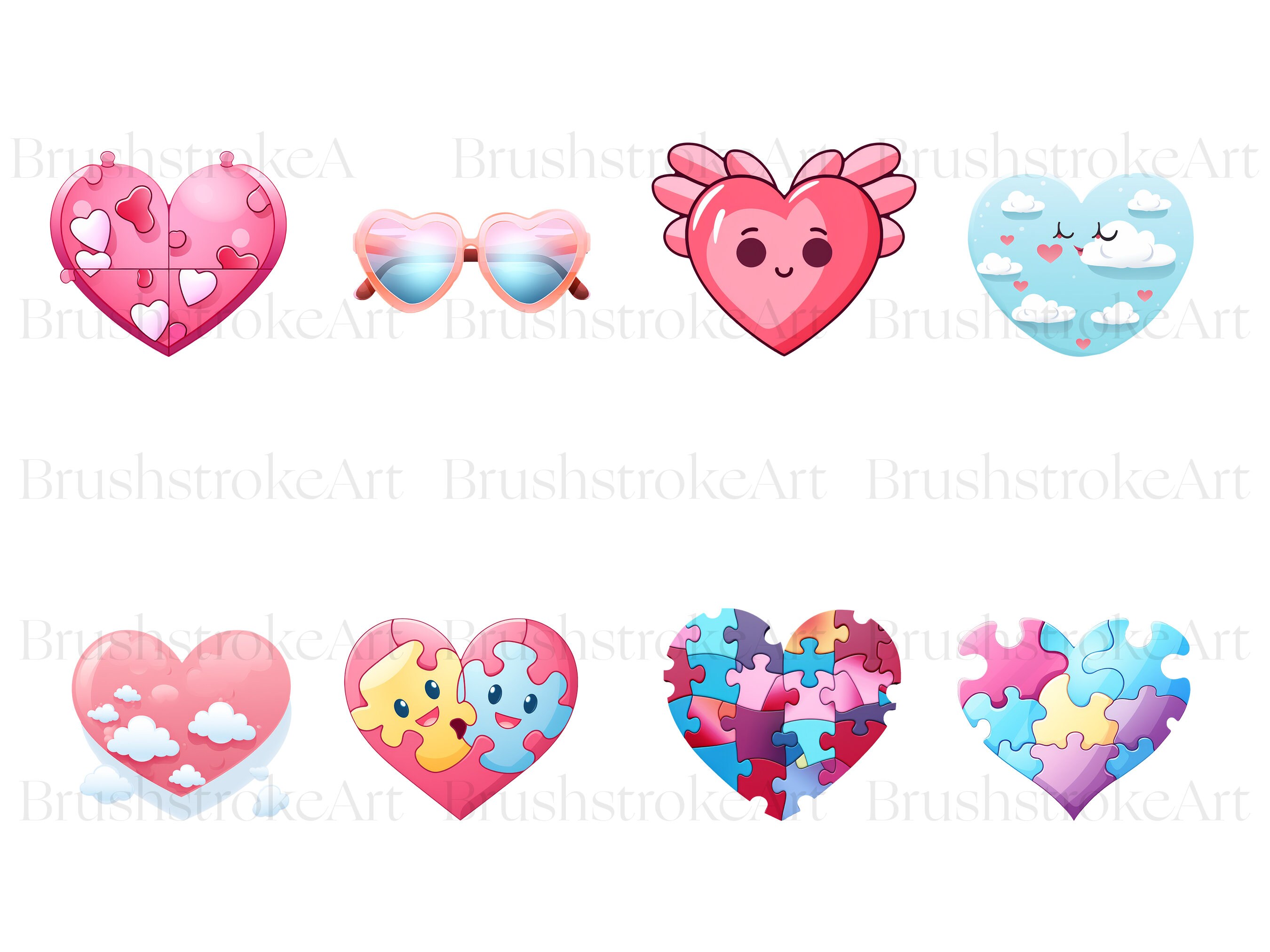 Kawaii Heart Clipart Rainbow Heart PNG Kawaii Hearts Valentine Clipart ...
