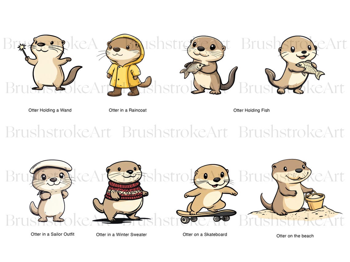 Cute Otter Clipart, Sea Otter, Baby Animal, Watercolor Otter, Nursery ...