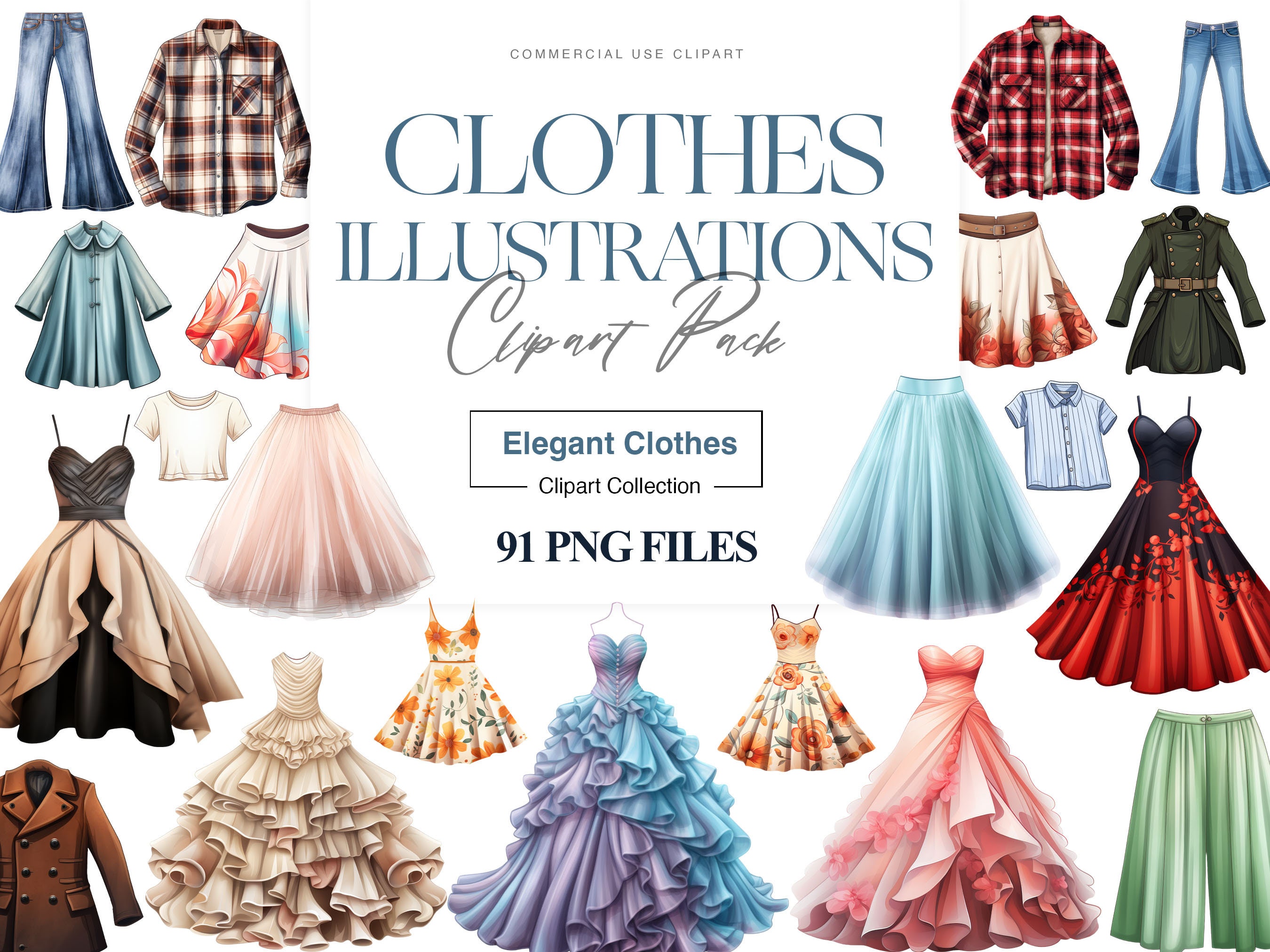 Clothes Illustration Clipart, Winter Clothes, Sweater, Fashion Clipart ...