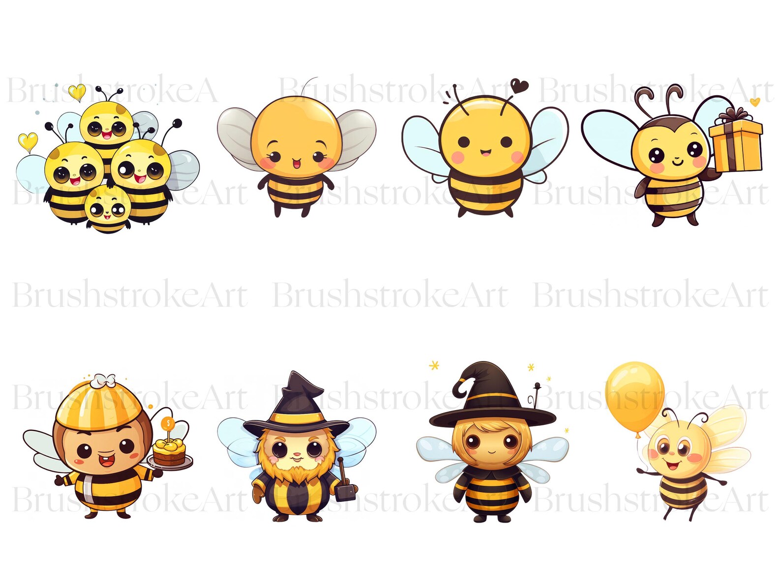 Kawaii Bee Clipart, Honeybee, Cute Bumble Bee Clipart, Cartoon Bee ...