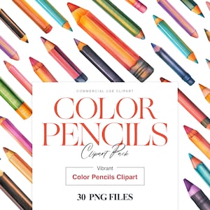 Color Pencil Clipart, Art Supplies Clipart, Back to School, Drawing ...