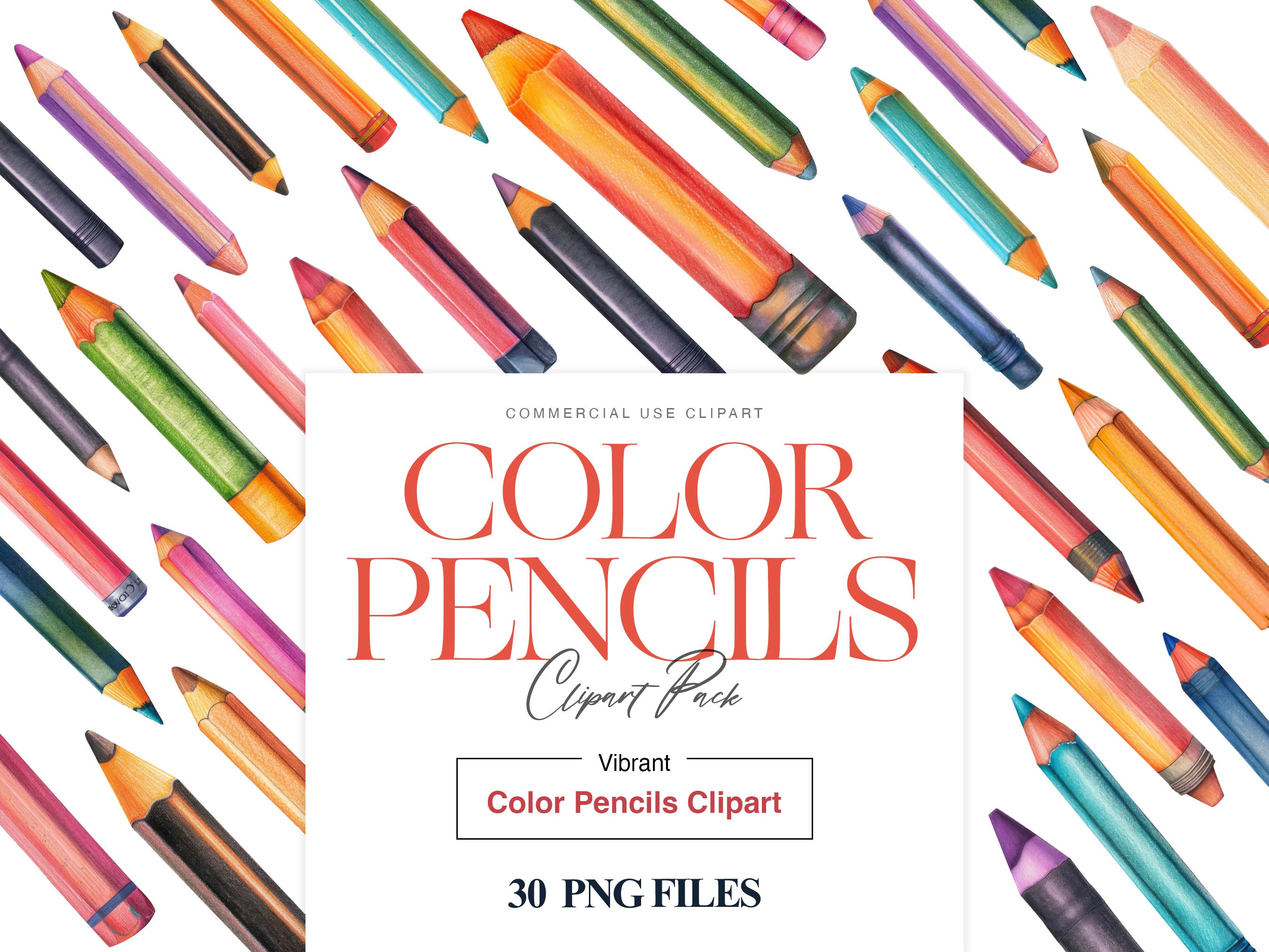 Color Pencil Clipart, Art Supplies Clipart, Back to School, Drawing ...