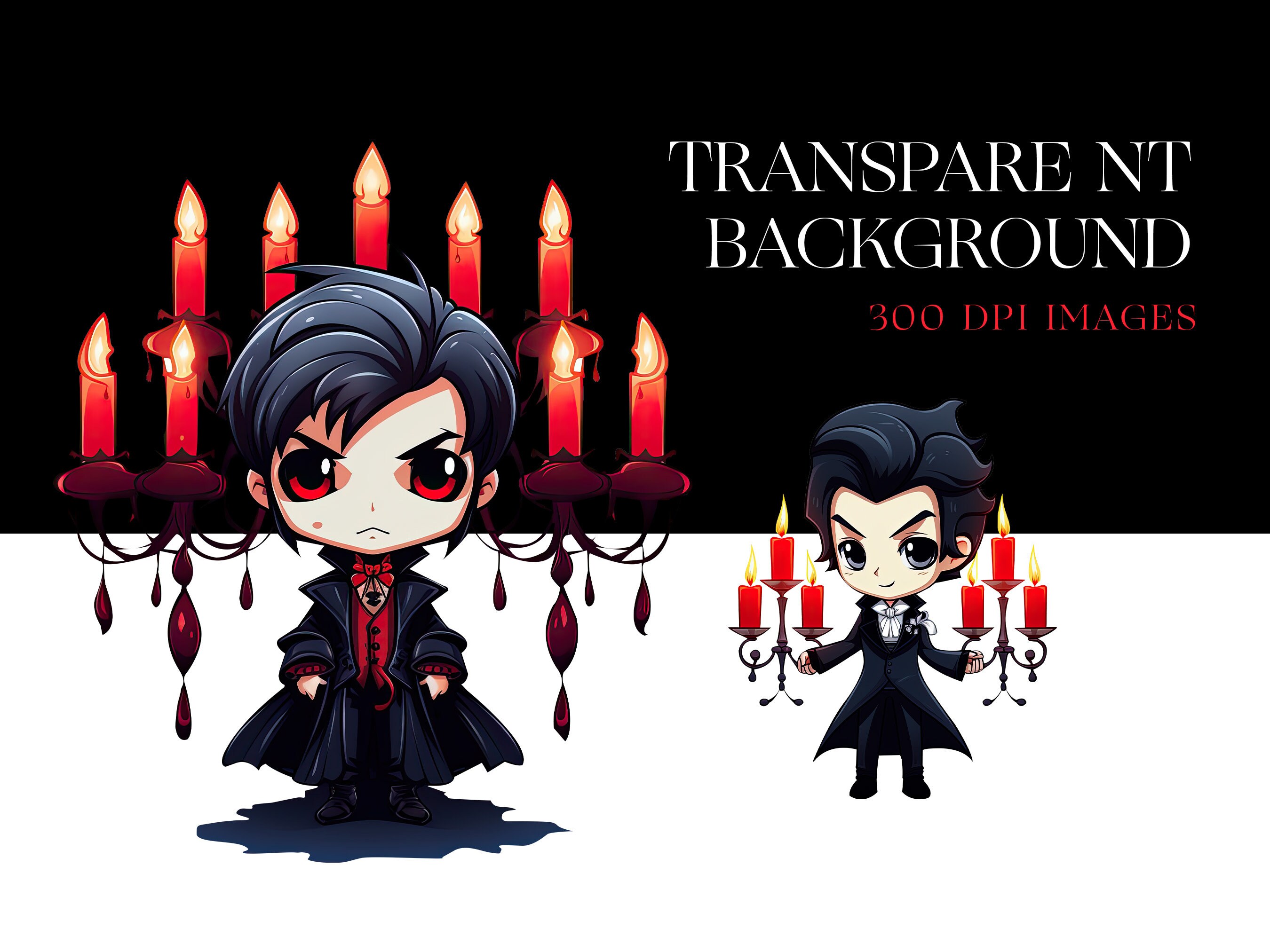 Cute Vampire Clipart, 48 Watercolor Halloween Vampire, Bats, Kawaii ...