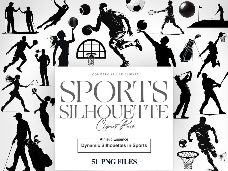 Sports Silhouette Clipart, Football, Sports PNG, Basketball Clipart ...