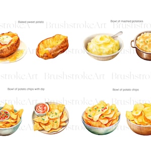 Watercolor Potato Clipart, Baked Potato, Breakfast Food, French Fries ...