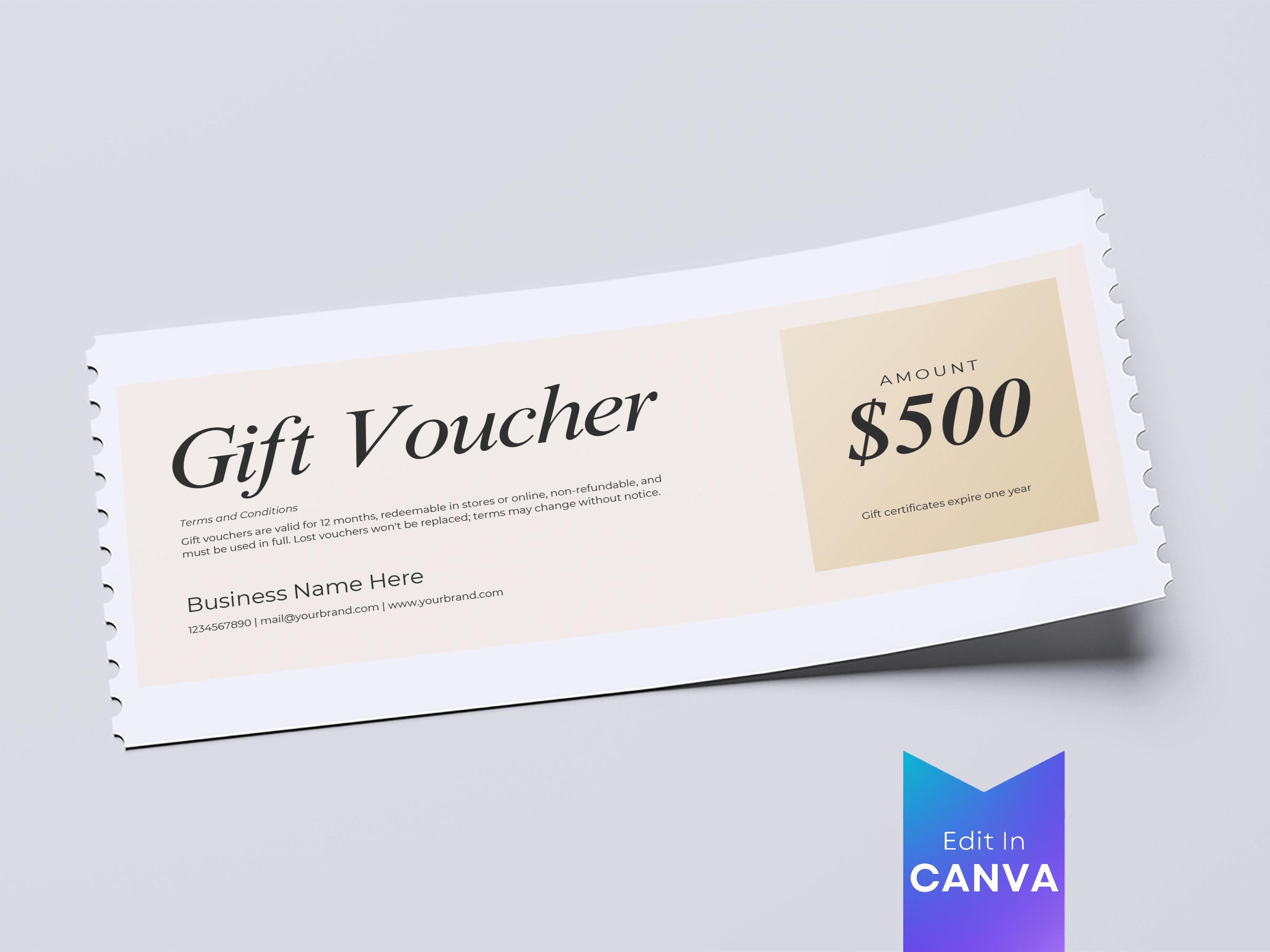 Gift Certificate Template, Printable, Voucher Template, Blank Gift ...