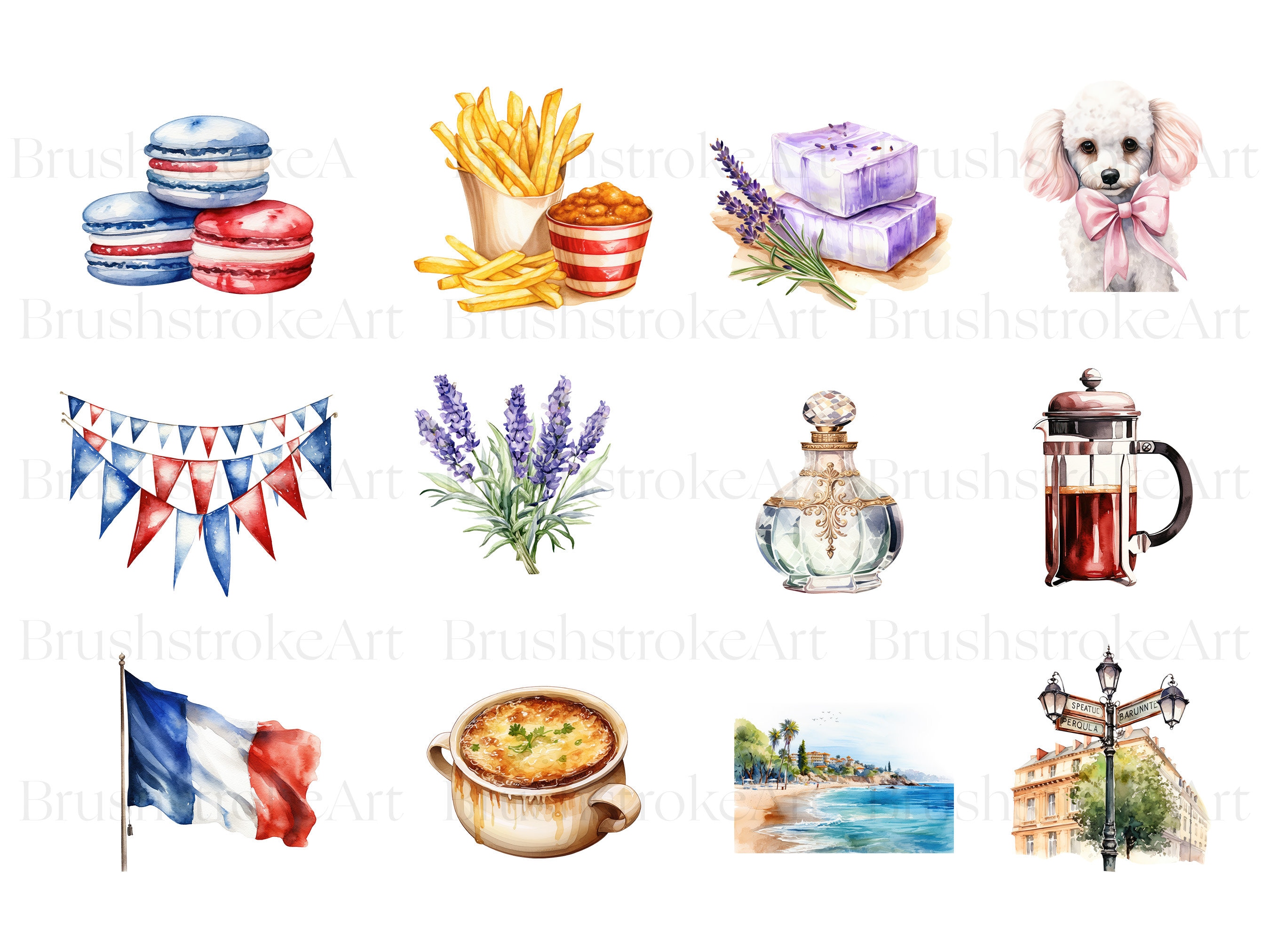 Watercolor France Clipart, Eiffel Tower, Paris PNG, French Flag, Woman ...