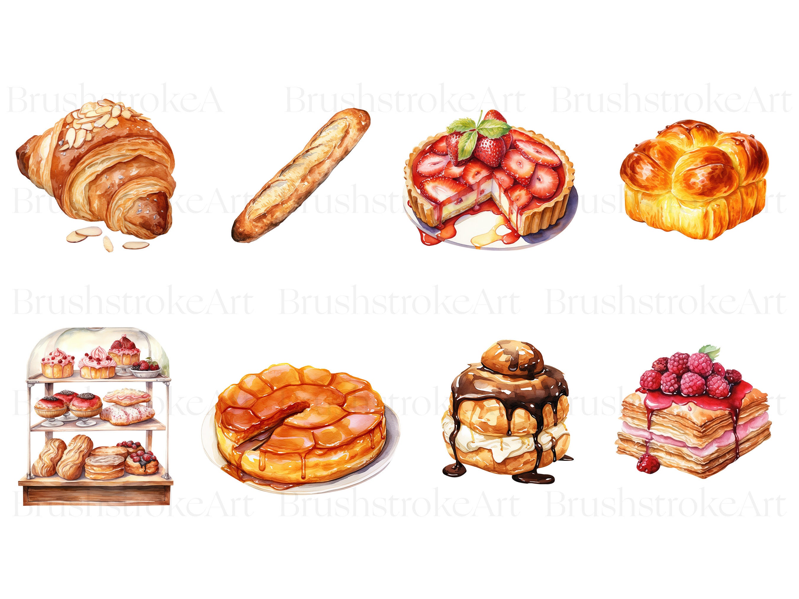 French Food Clipart, Pastry, Creme Brulee, Croissaint, Cake PNG Images ...