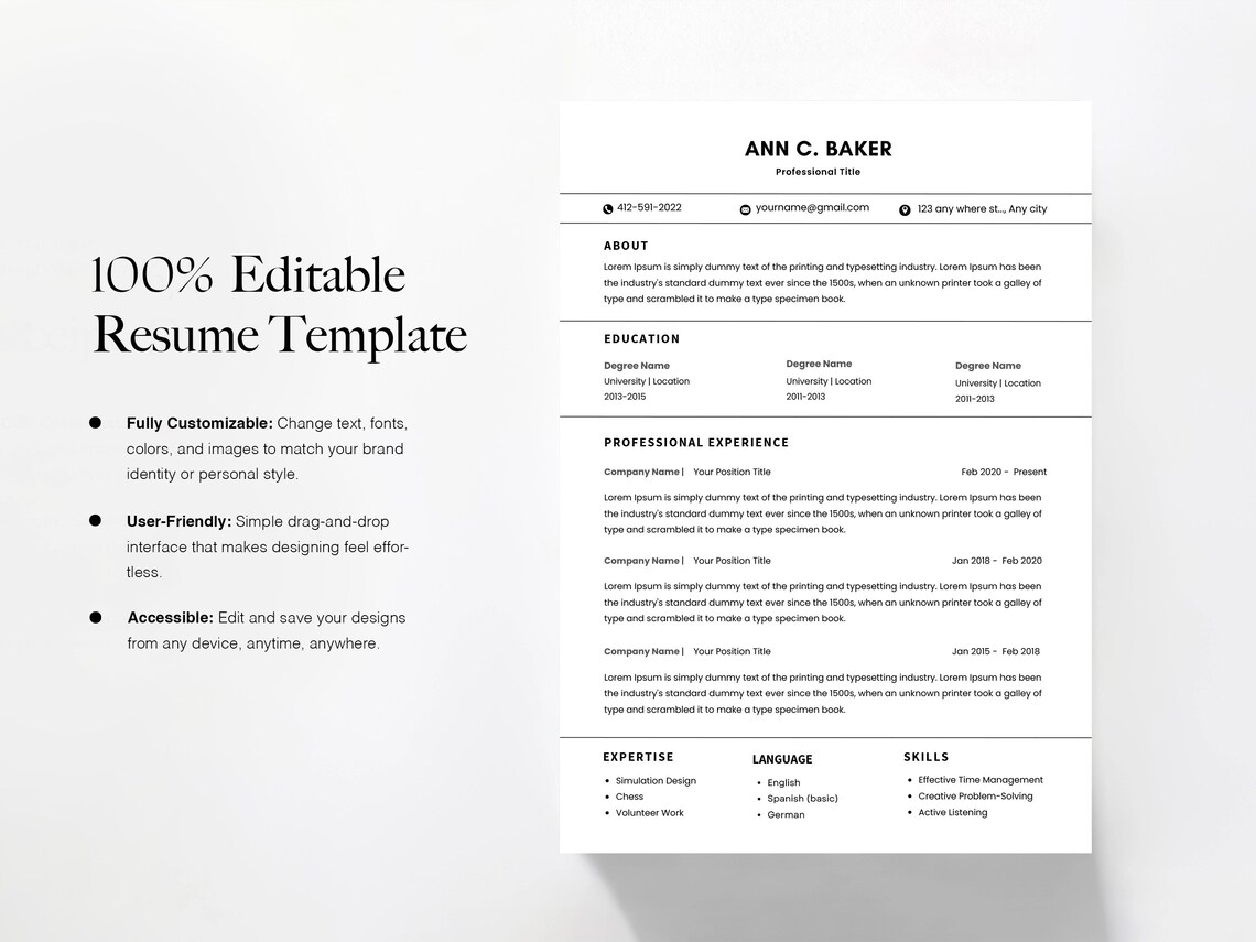 Minimalist Resume Template, Biodata Format, Canva Resume Templates ...