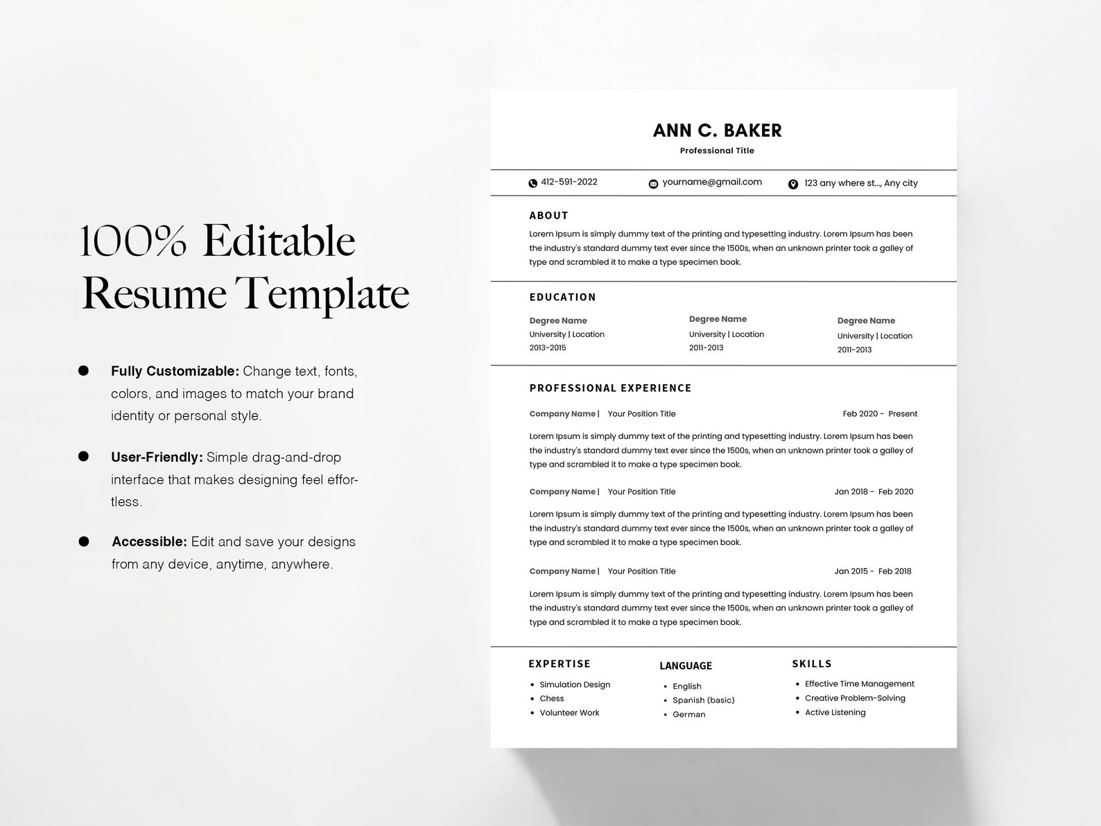 Minimalist Resume Template, Biodata Format, Canva Resume Templates ...