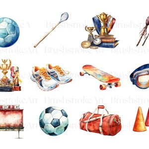 Watercolor Sports Clipart, Basketball, Hockey, Baseball, Golf, Soccer ...