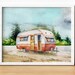 Watercolor Caravan Clipart, Camper Van, Vintage Vehicle, Camping ...