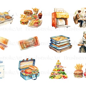 Watercolor Lunch Clipart, School Lunch Box, Healthy Food PNG, Junk Food ...
