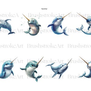 Narwhal Clipart, Ocean Creature, Baby Narwhal, Under the Sea, Narwhal ...