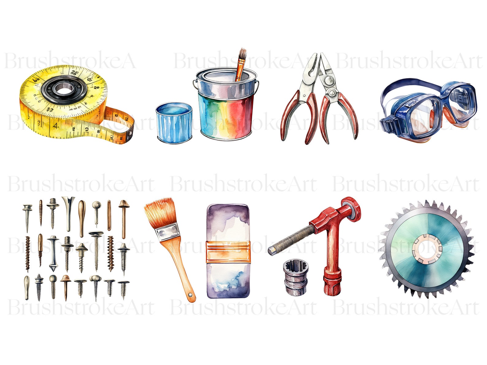 Watercolor Tools Clipart, Men PNG, Handyman, Mechanic Tools, Toolbox ...