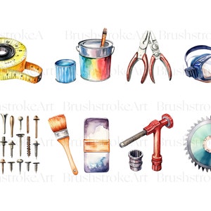 Watercolor Tools Clipart, Men PNG, Handyman, Mechanic Tools, Toolbox ...