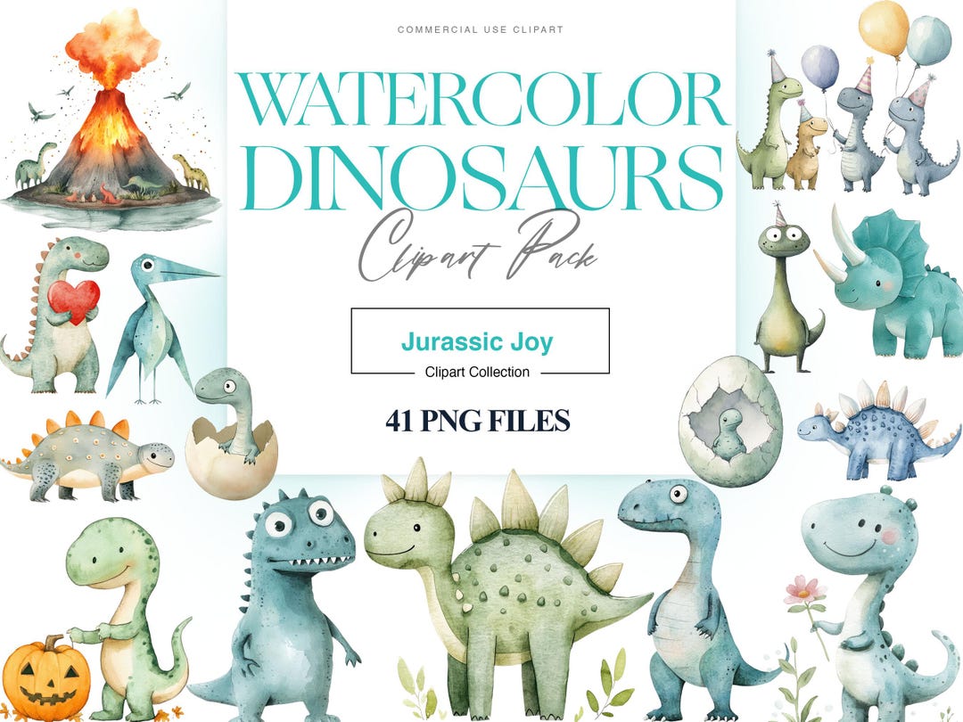 Cute Dinosaur Clipart, Stegosaurus, Triceratops Clipart, Dinosaur Party ...