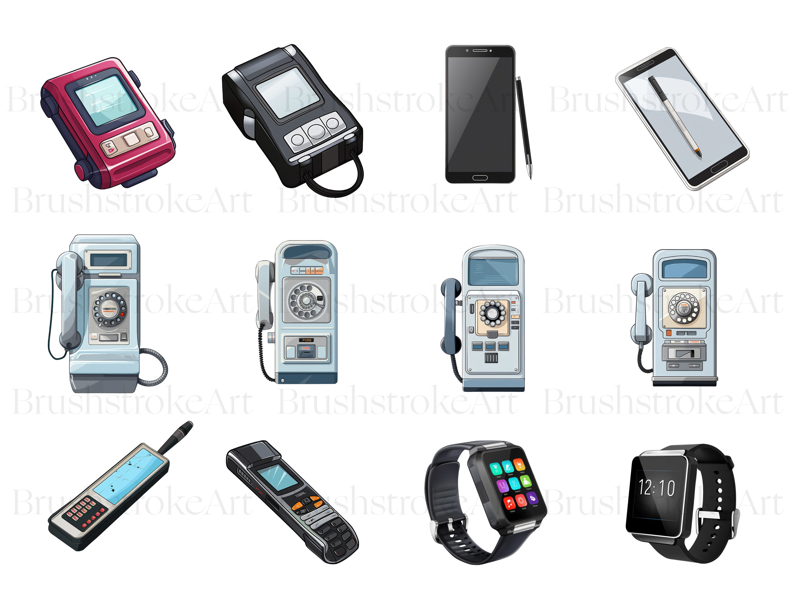 Watercolor Phone Clipart, Mobile, Cell Phone PNG, Telephone, Technology ...