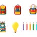 Watercolor School Clipart, Back to School, Backpack PNG, School ...