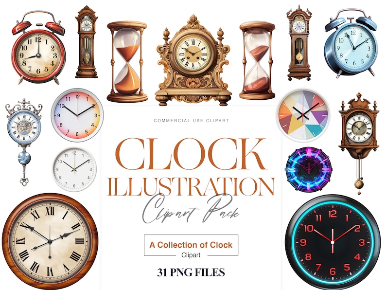 Clock Illustration Clipart, Antique Clock, Time Clipart, Clock Faces ...