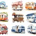 Watercolor Caravan Clipart, Camper Van, Vintage Vehicle, Camping ...