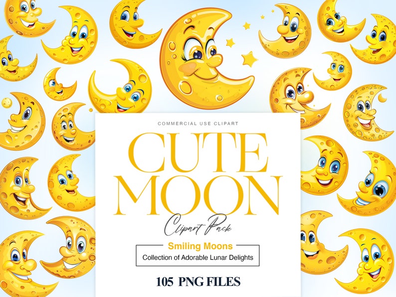 Cute Moon Clipart, Half Moon Clipart, Moon Illustration, Magical Moon ...
