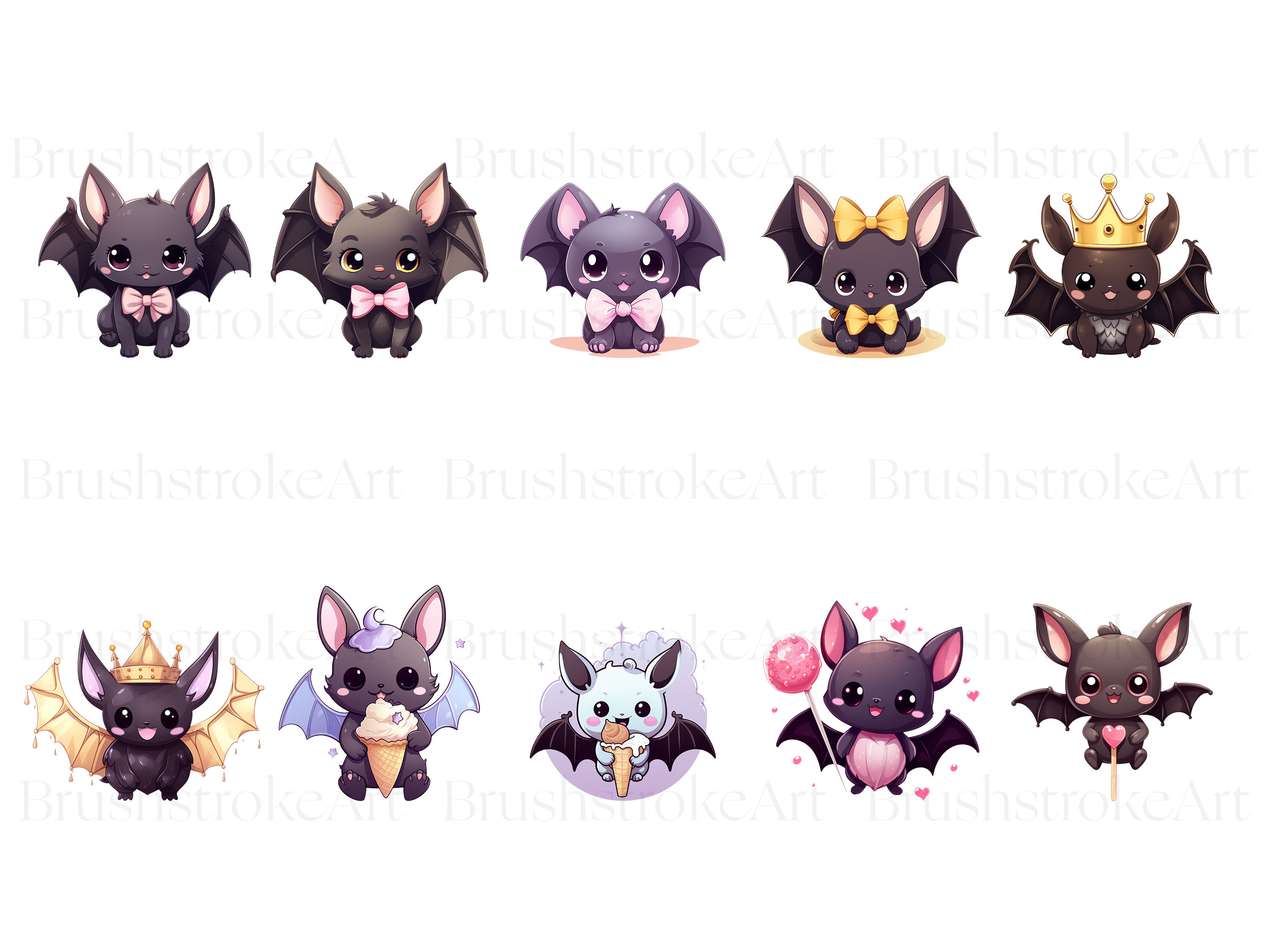 Kawaii Bat Clipart, Baby Bat, Cute Halloween Bat, Kawaii Chibi Bat, Not ...